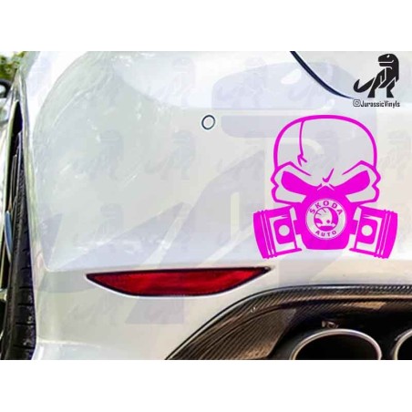 Skull and Pistons Skoda Vinyl Colours Pink Vinyl Size (A6 to A2) Small ...